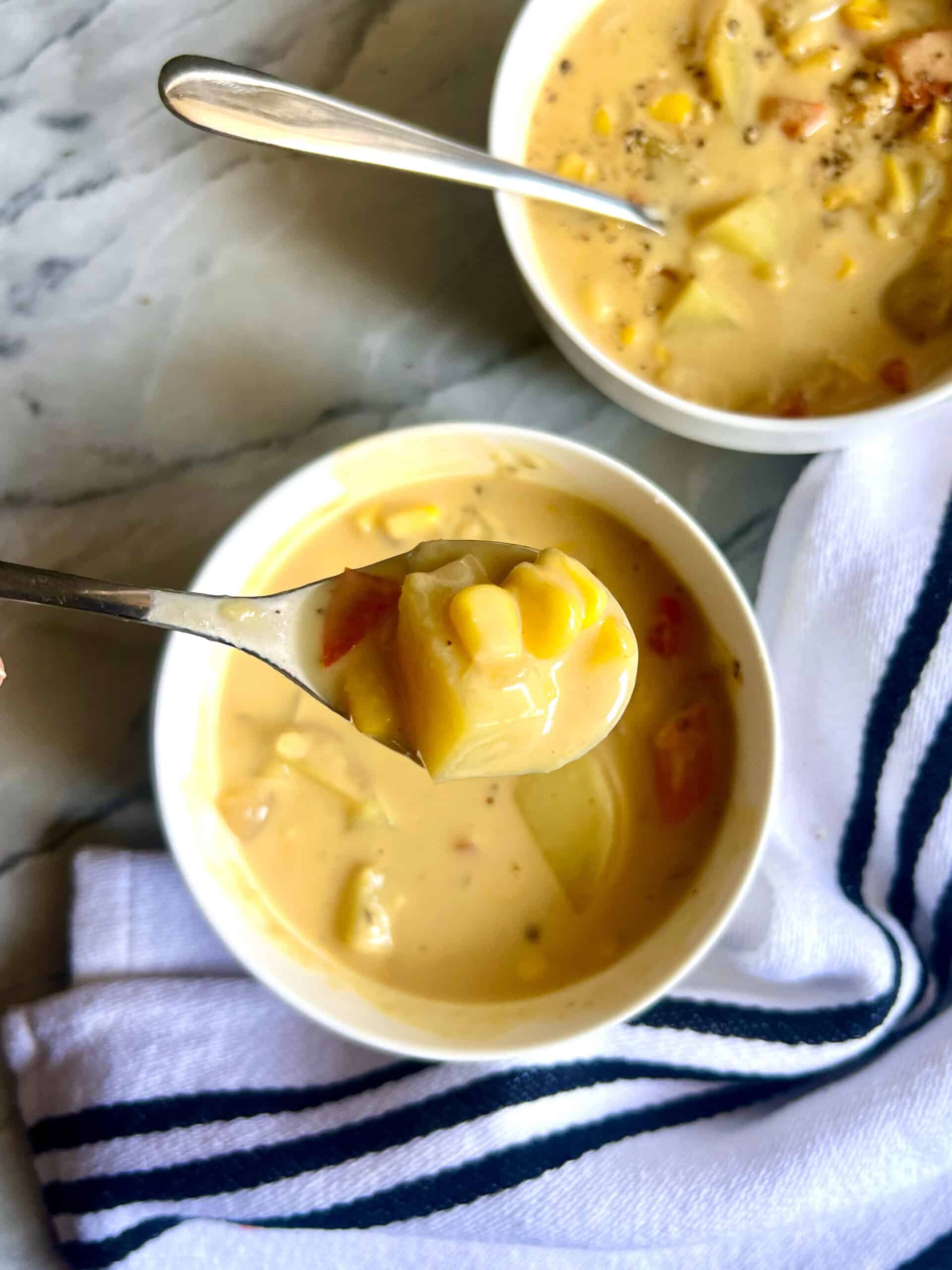 Vegan Corn Chowder Creamy Comforting And Easy Essy Cooks