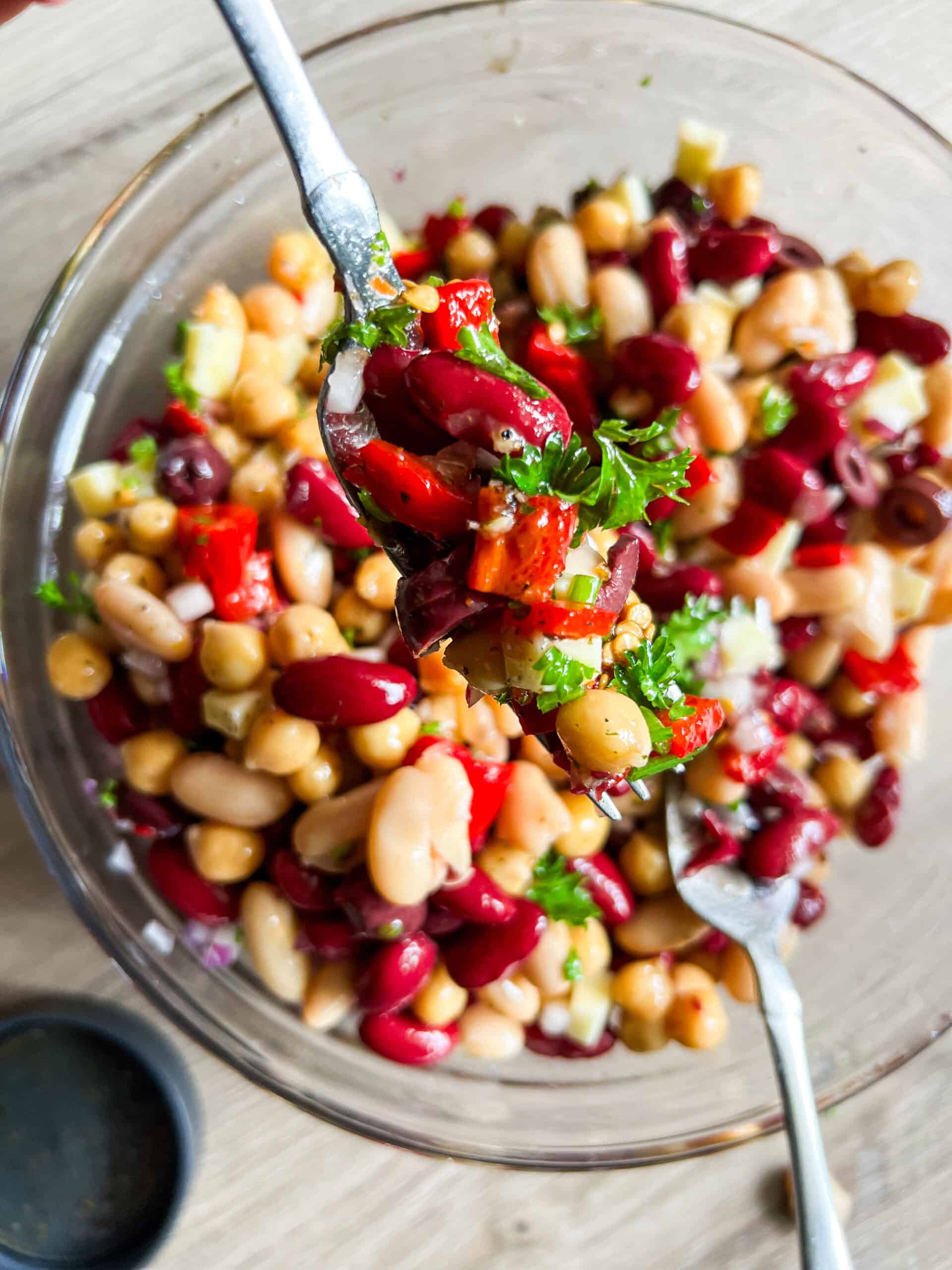 Mediterranean Three Bean Salad Recipe Vegan | Essy Cooks