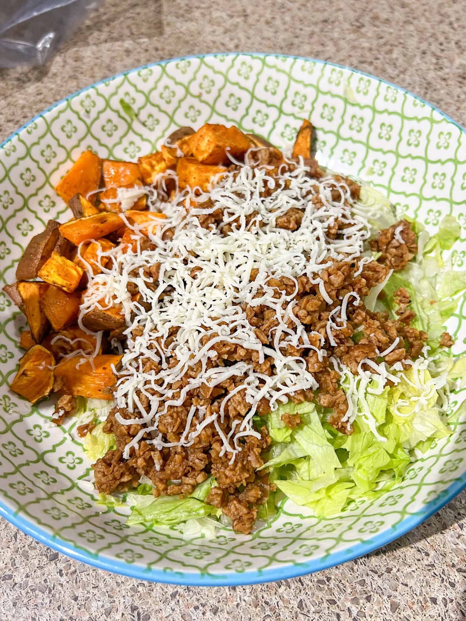 Sweet Potato Taco Bowl Vegan with TVP Beef | Essy Cooks
