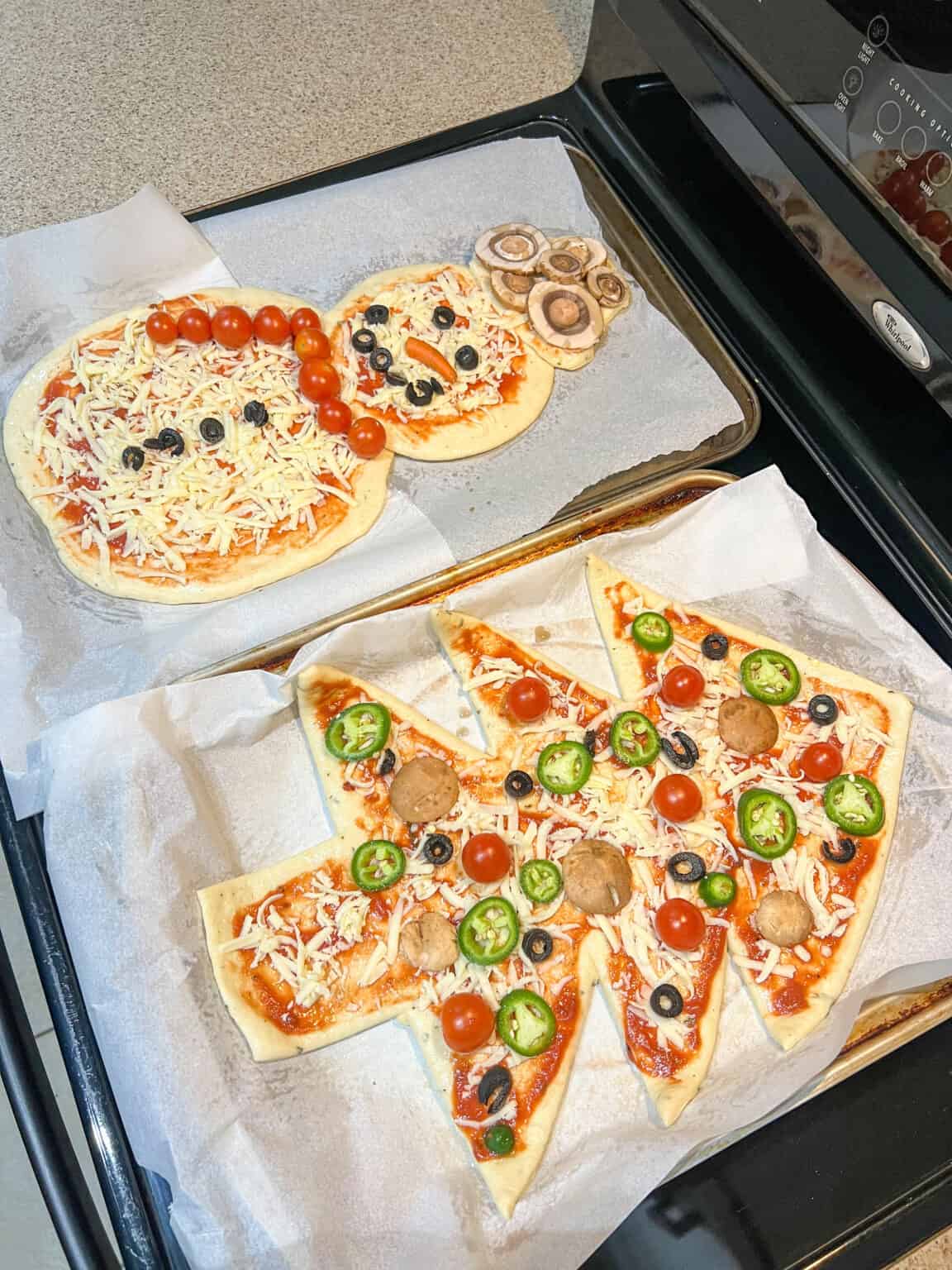 Christmas Pizzas Recipe Ideas Snowman, Tree, Reindeer