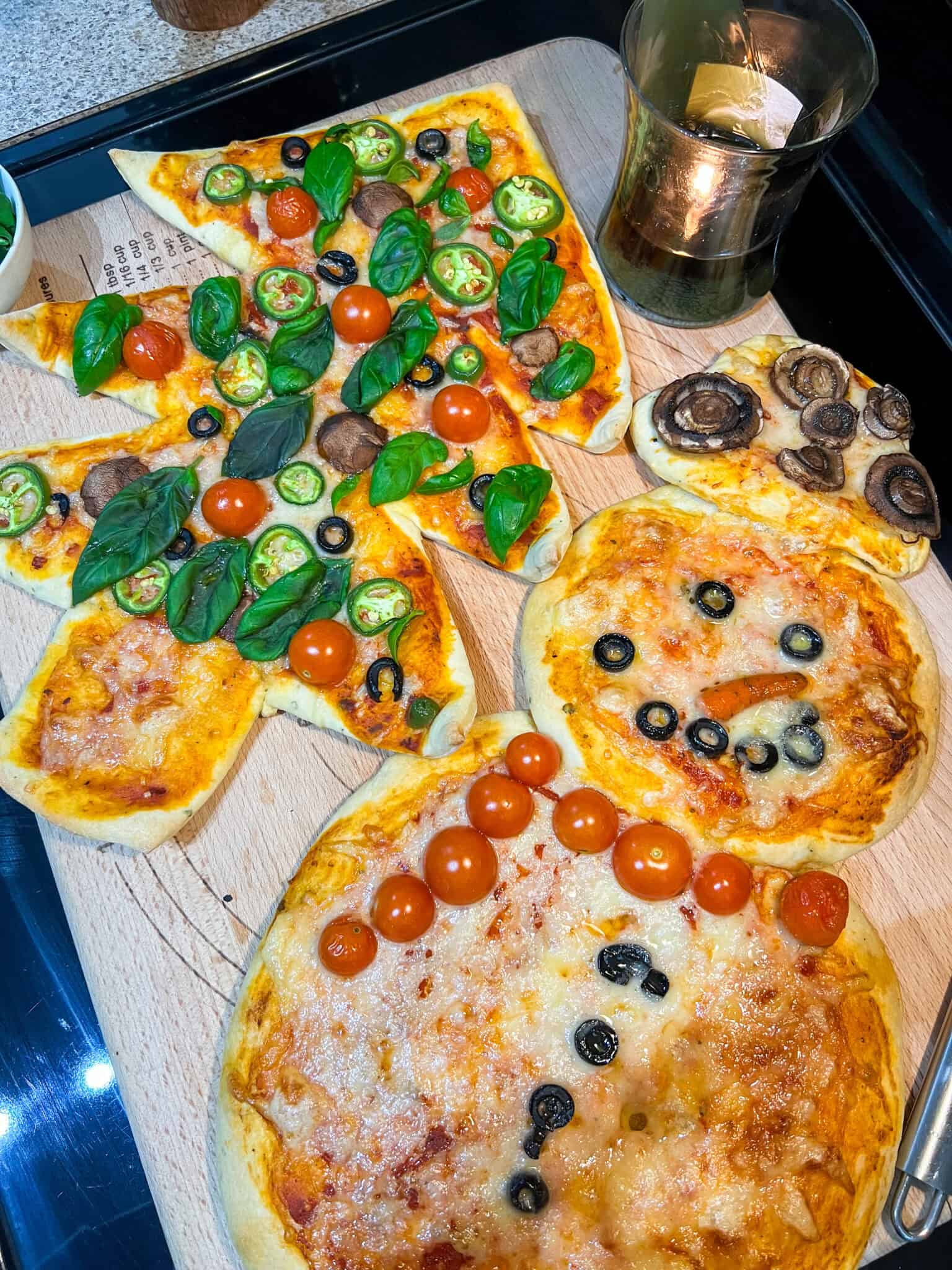 Christmas Pizzas Recipe Ideas Snowman, Tree, Reindeer