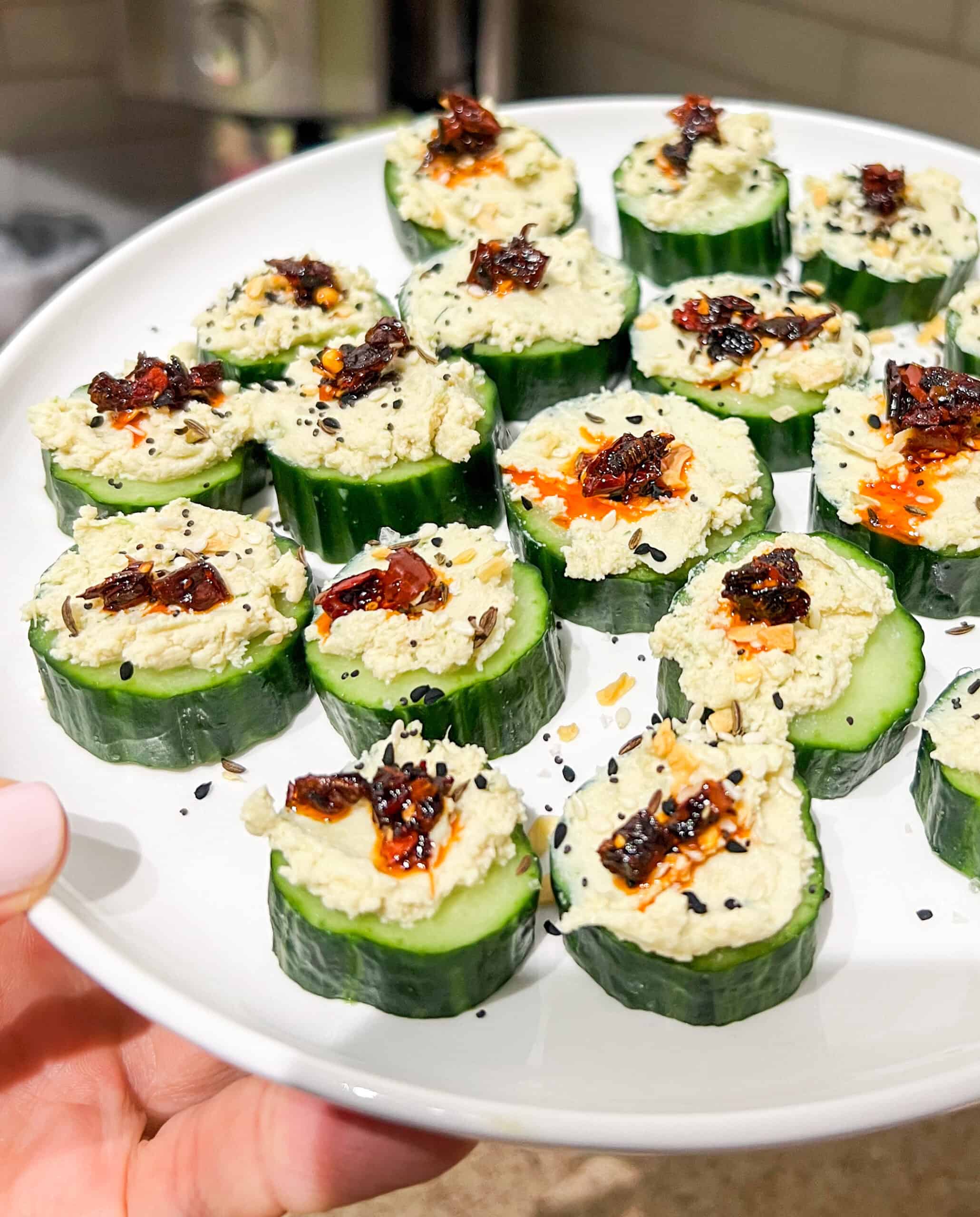 Healthy Cucumber Snacks Bites With Vegan Cream Cheese Recipe