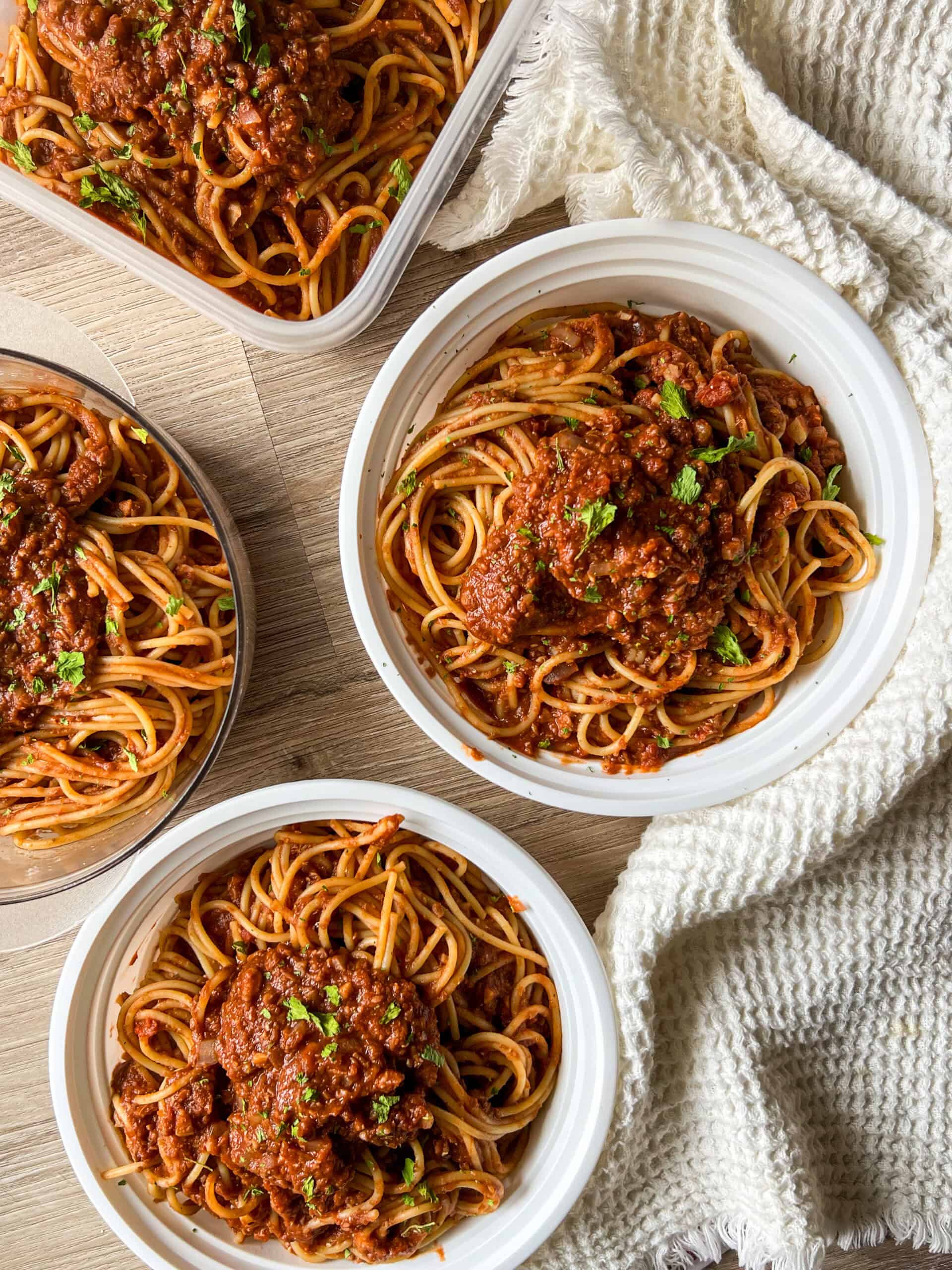 Meaty Vegan Spaghetti with Lentils Meal Prep | Essy Cooks