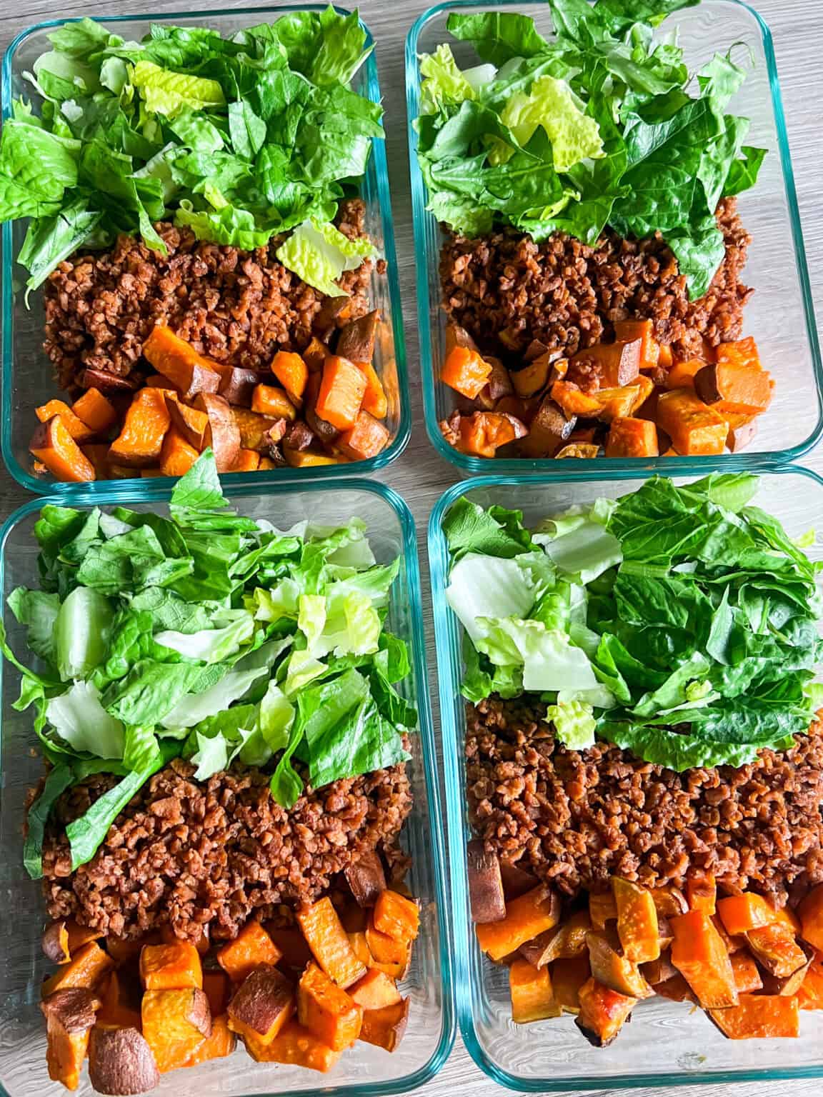 Sweet Potato Taco Bowl Vegan with TVP Beef Meal Prep