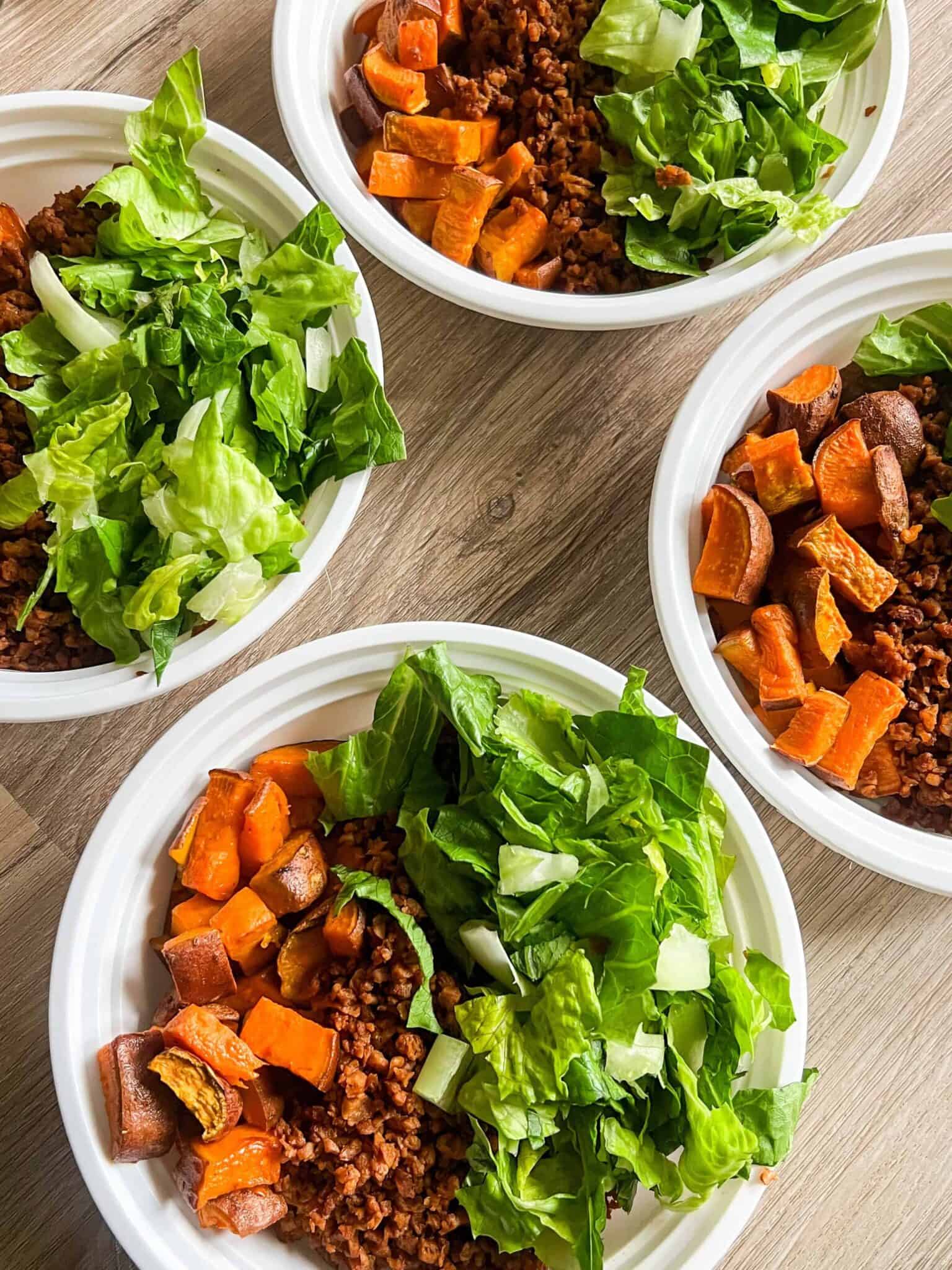 Sweet Potato Taco Bowl Vegan with TVP Beef Meal Prep
